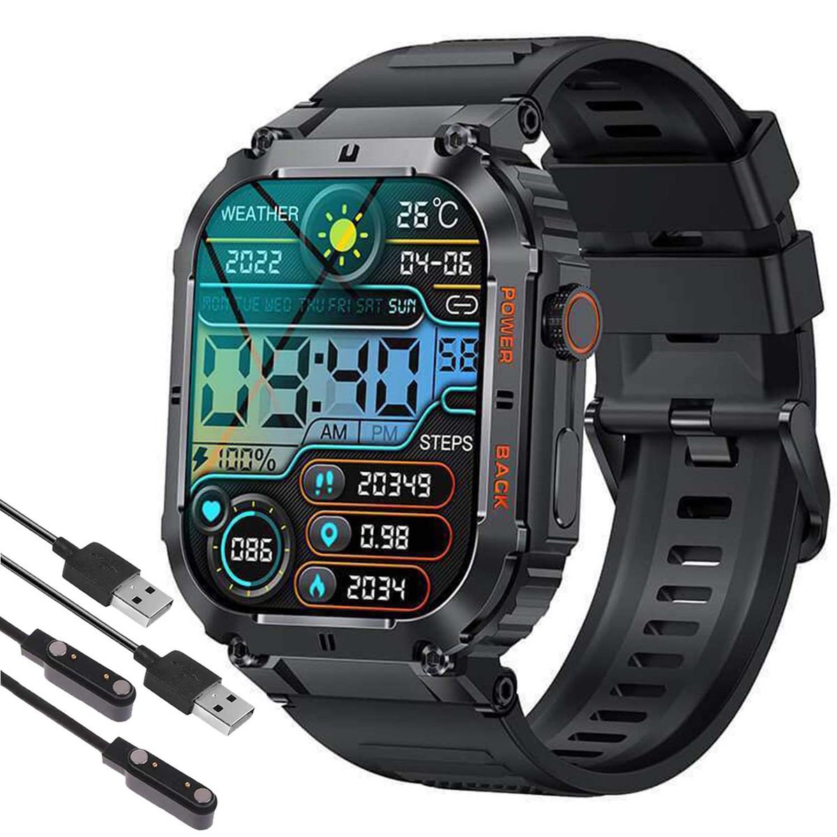 FocusFit K57 1.96" Rugged Military Tactical Sports Smartwatch | Shop ...