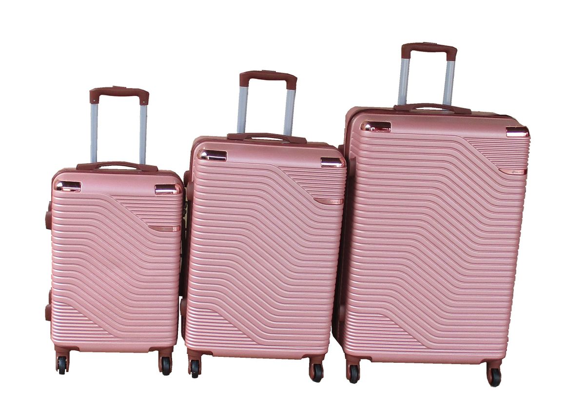 3-Piece ABS Luggage Set, Rose Pink,Hardshell Spinner Suitcase&Security ...
