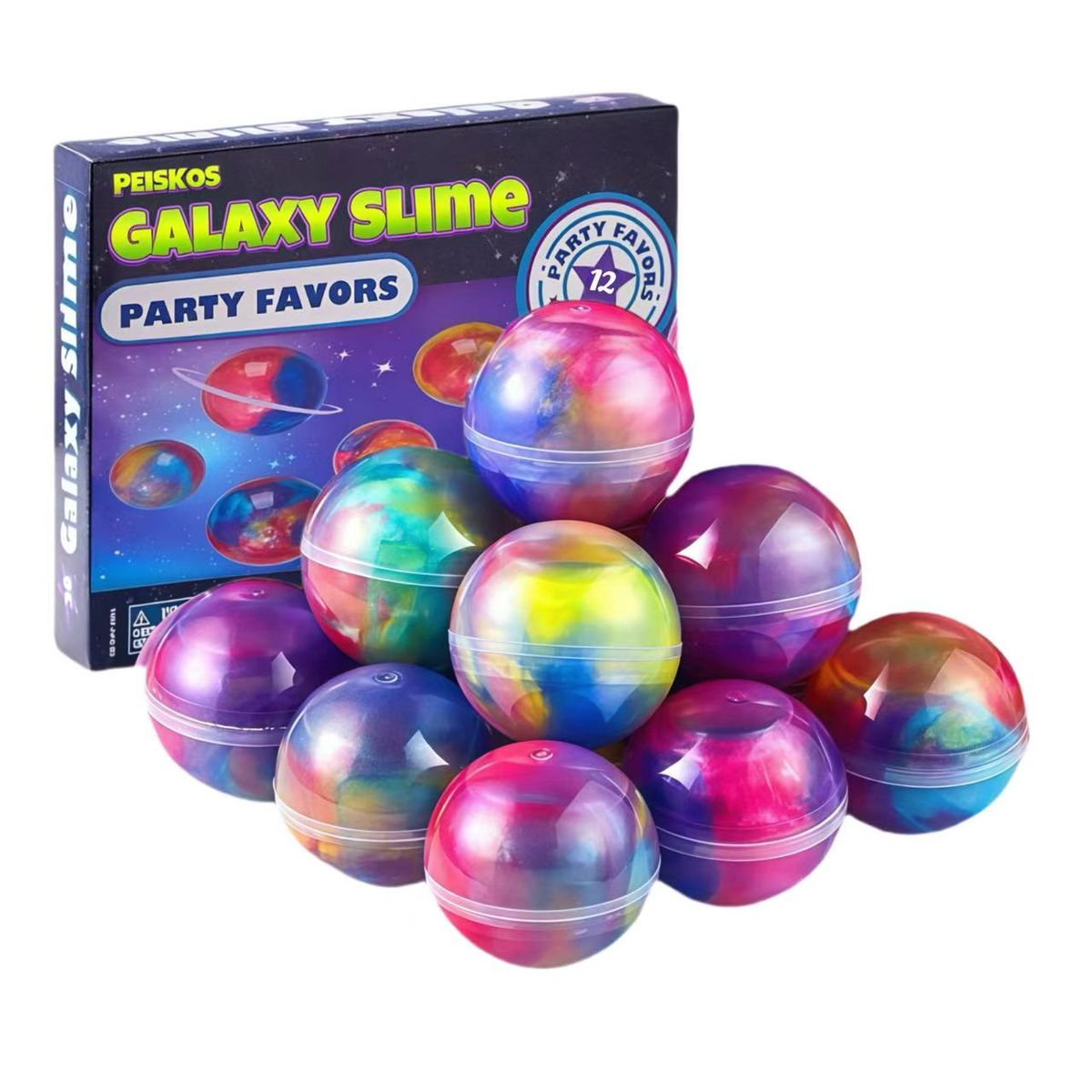 PEISKOS 12 Colors Galaxy Slime Ball Toy Stress Relief Kit for Kids ...
