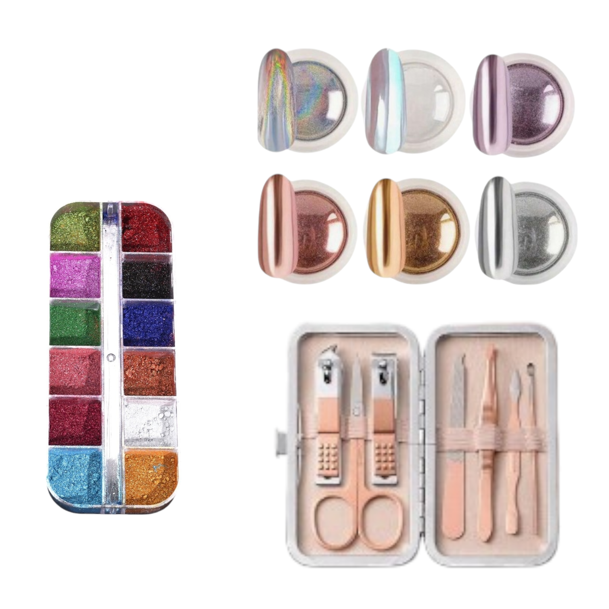 Nail Bundle- Chrome Powder, Metallic Powder Nail Glitter, Manicure Set ...