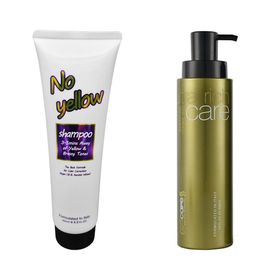 No Yellow Shampoo 250ml (Keratin) & GoCare One Minute Treatment 400ml ...