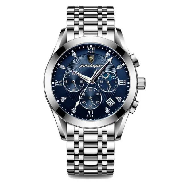 Poedagar - Marine Stainless Steel Luxury Men's Watch - Silver and Blue ...