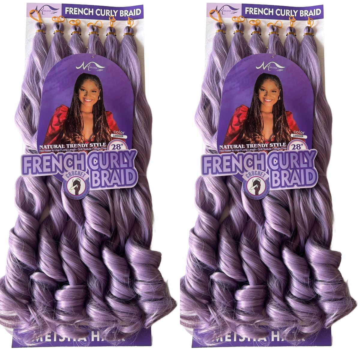 Meisha French Curly Braid - 28 Inch - Pack of 2 - Color 'Lavender ...
