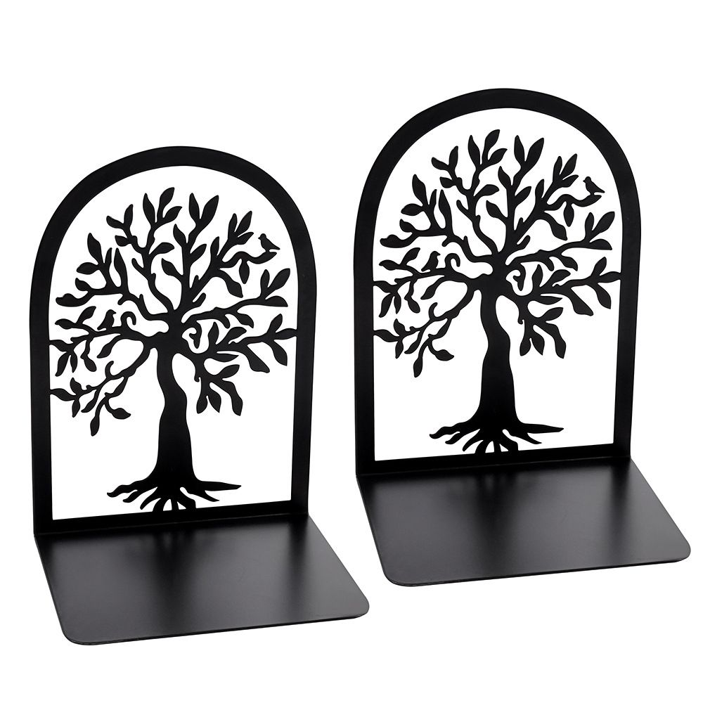 2 Pieces/Pair Creative Tree Shaped Metal Bookend for Books CDs Stand ...
