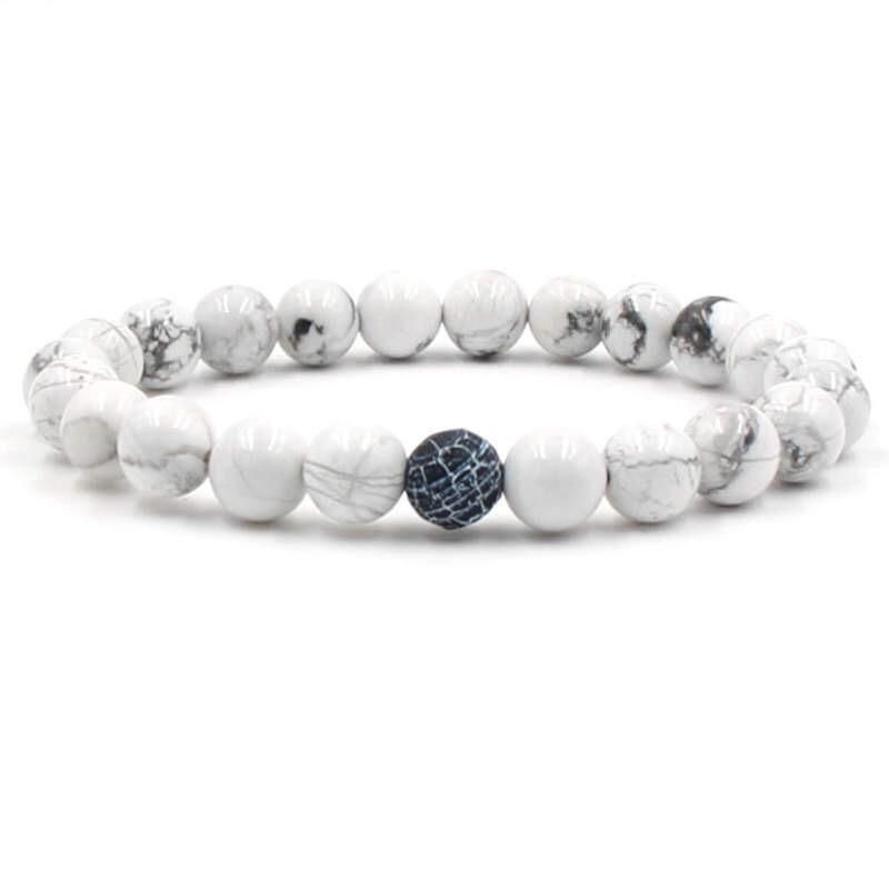 Argent Craft Natural Howlite Stone Bracelet with Black & White Agate ...