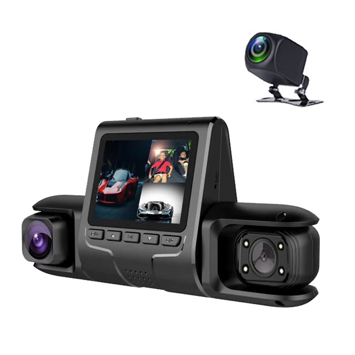 3 Cameras 1080P Dash Cam WiFi Front/Rear/Interior Night Vision Car ...