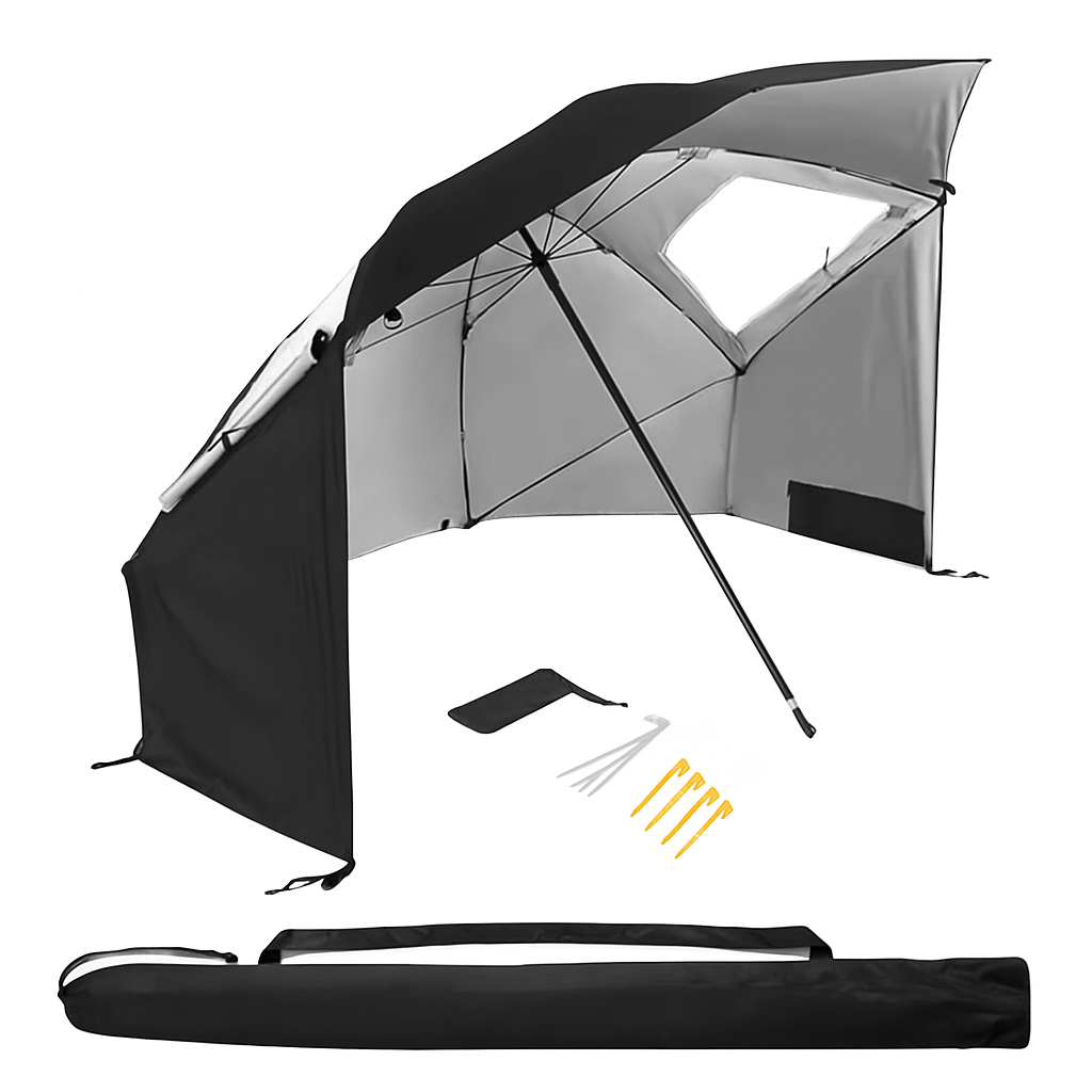 UPF 50+ Sun & Rain Beach Umbrella Shelter Tent, Windows & Carry Bag ...