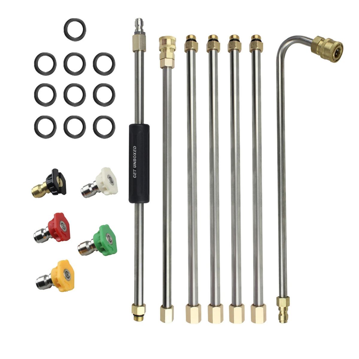 GET UNBOXED Pressure Washer Extension Wand curved Wand with 5 Nozzle ...