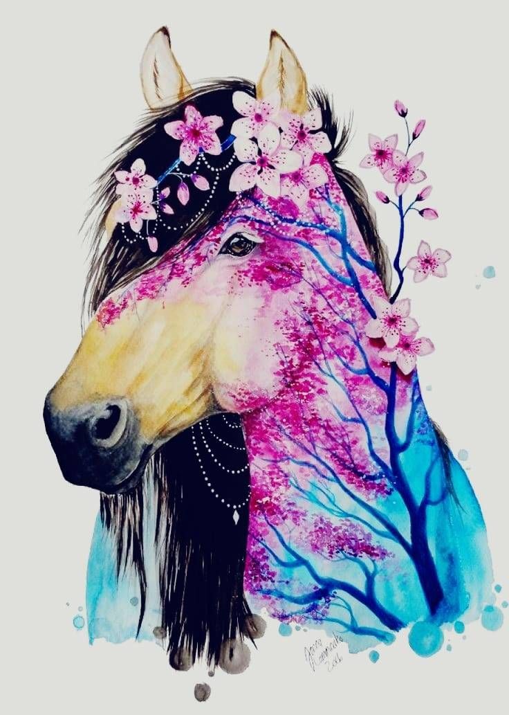 Diamond Painting Round DIY Kit_40cm x 50cm–Horse Illustration MP367 ...