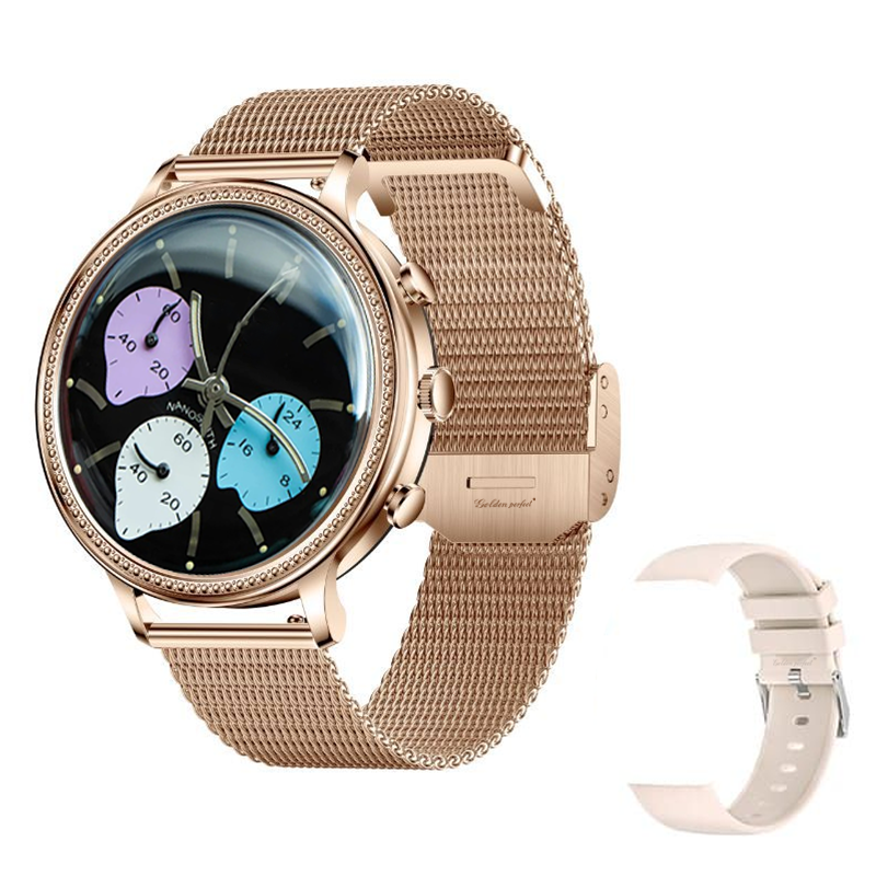 Golden Perfect Smartwatch for Women,Fitness,Calls & 2 Interchangeable ...
