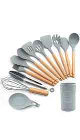 Dream World 11 Piece Non-Stick Silicone Utensil Kitchen Set - Grey ...