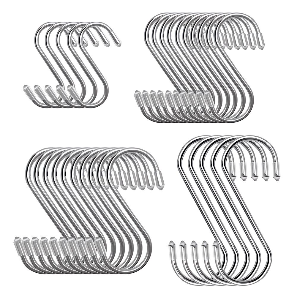 S Hooks For Hanging | 30 Steel S-Shaped Hooks, Space-Save | 4 Sizes ...