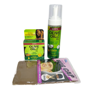 Olive Oil Edge Control Hair Gel + Wrap/Set Mousse With 2 Wig Cap | Shop ...