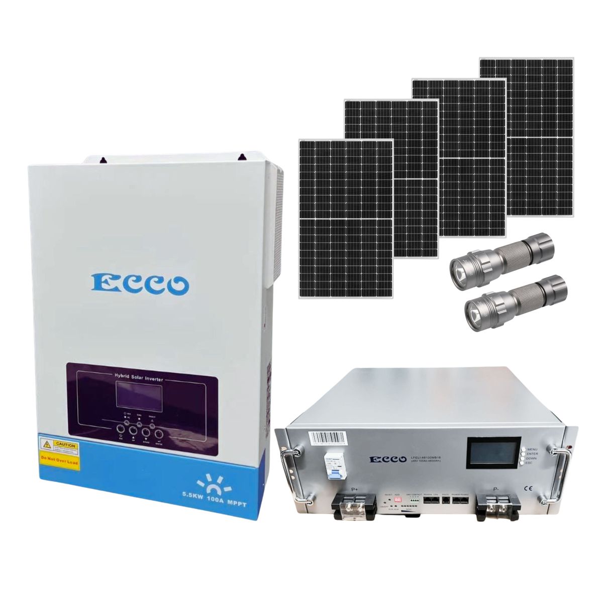 Solar Kits - Ecco 5.5kw Invertor 48V Lithium Battery, 4 580w Solar ...