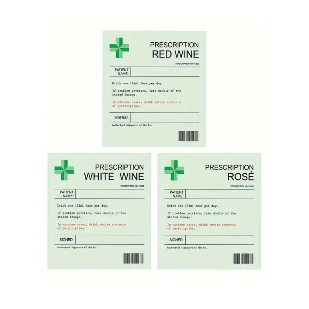 Prescription Wine Bottle Stickers For Red, White & Rose Wine - 6 Piece ...