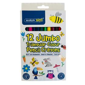 Marlin Kids 12 Piece Jumbo Triangular Colour Pencil Crayons | Shop ...