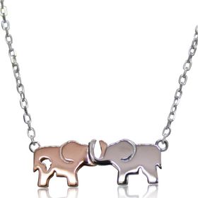 Kool Africa - Two Elephants Two Tone Sterling Silver Woman Necklace ...