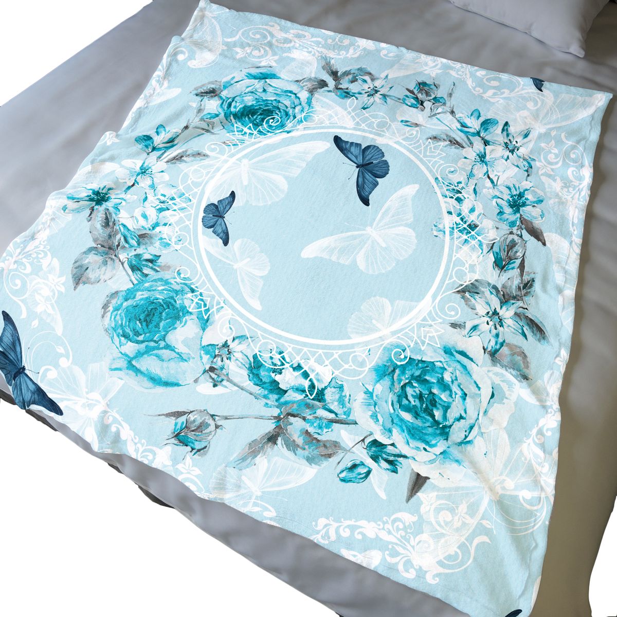 Blue Floral Pattern Light Weight Fleece Blanket | Shop Today. Get it ...