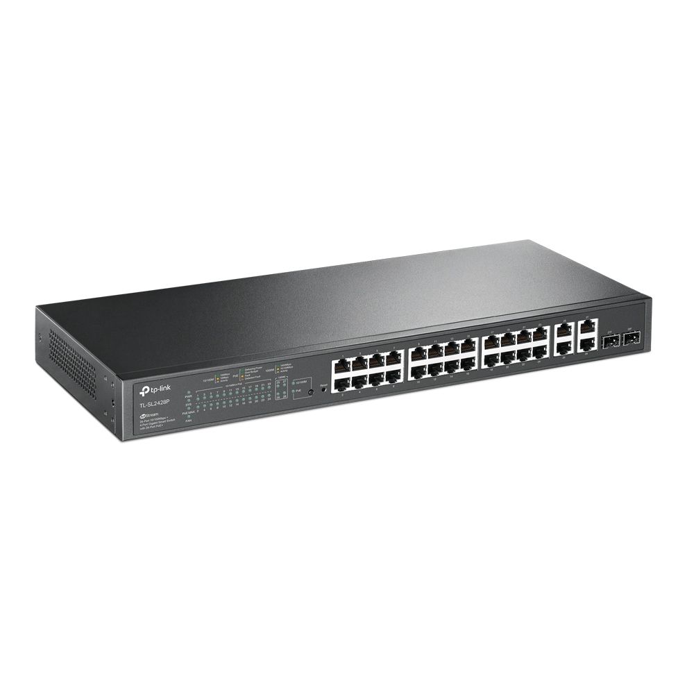 24-Port 10/100Mbps + 4-Port Gigabit Smart Switch with 24-Port PoE+ ...