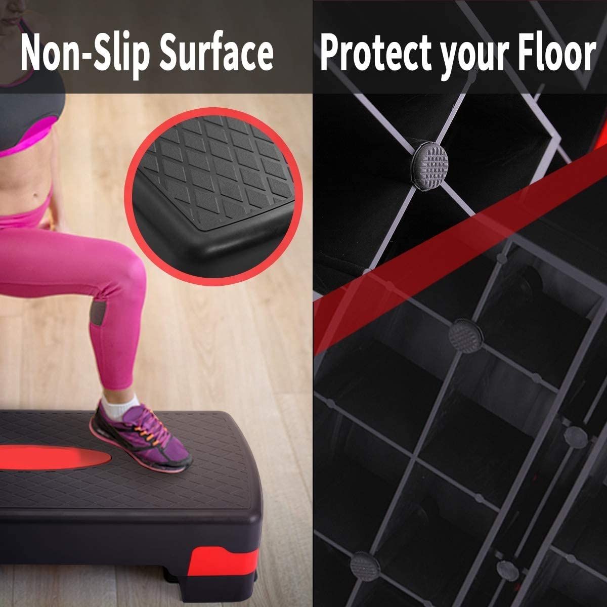 Indoor Fitness Stepper Platform with Detachable Pedal Height Adjustmen ...