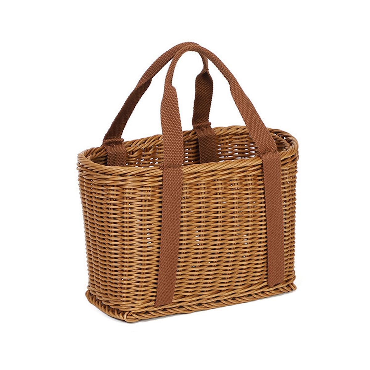 Handwoven Wicker Shopping Tote with Handles - Reusable | Shop Today ...