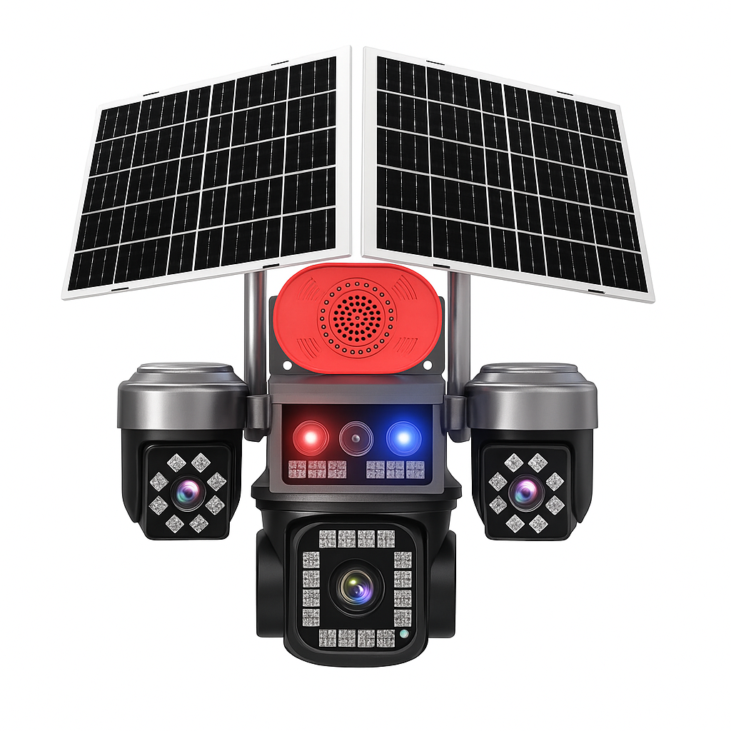 16MP Wireless Solar Powered Surveillance Camera-4-Lens Outdoor 4G LTE ...