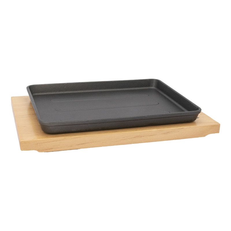 Regent Rectangular Cast Iron Platter On A Wooden Board - 233x175x22mm ...