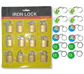 Iron Lock 12 Pieces - 25mm with 12 Springbok Keychains | Shop Today ...