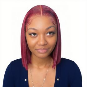 Geebuy 12In Burgundy Red Straight Bob Wig 13x4 Full Frontal Lace Wig ...