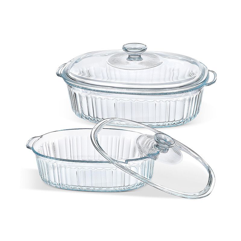 Set of 2 Casseroles With Glass Lids 1.9 Qt&3 Qt Glass Casserole Baking ...