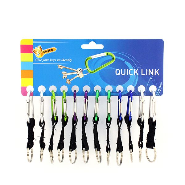 Metal quick link key rings, 50mm - card of 12, assorted colours | Shop ...