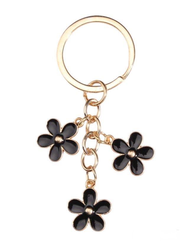 Gold & Black Flower Charm Keyring/ Key Chain Gift Idea | Shop Today ...