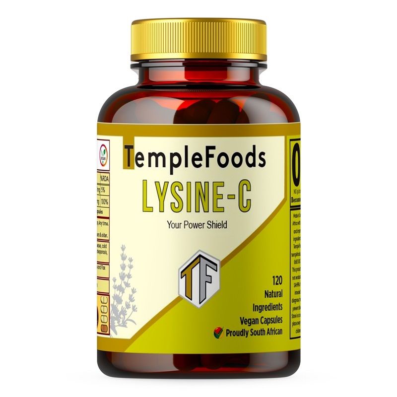 Temple Foods Lysine-C. 120 Caps Powerful combination L-Lysine & Vitamin ...