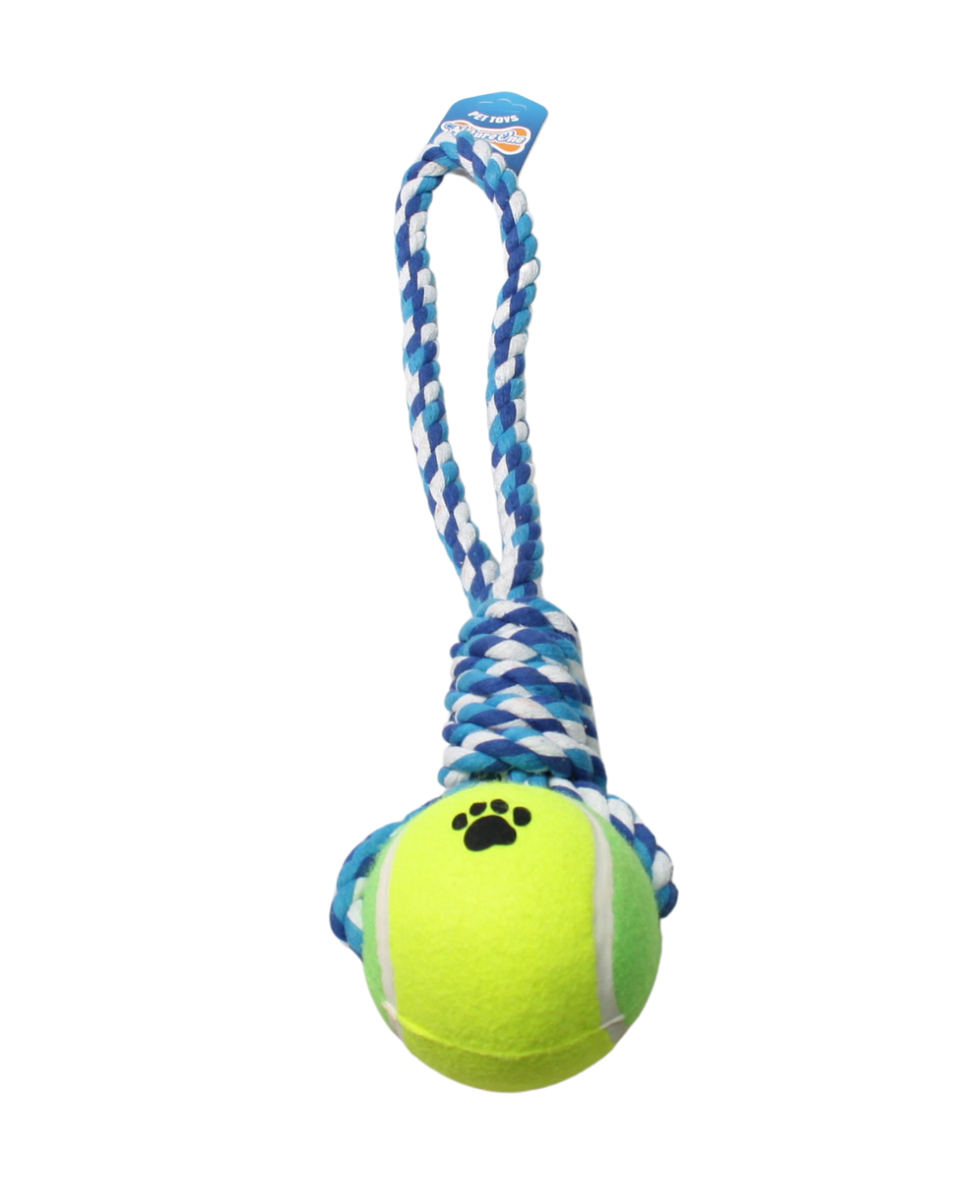 Nature One Big Hard Rubber Tennis Ball Knotted Dog Rope Toy | Shop ...