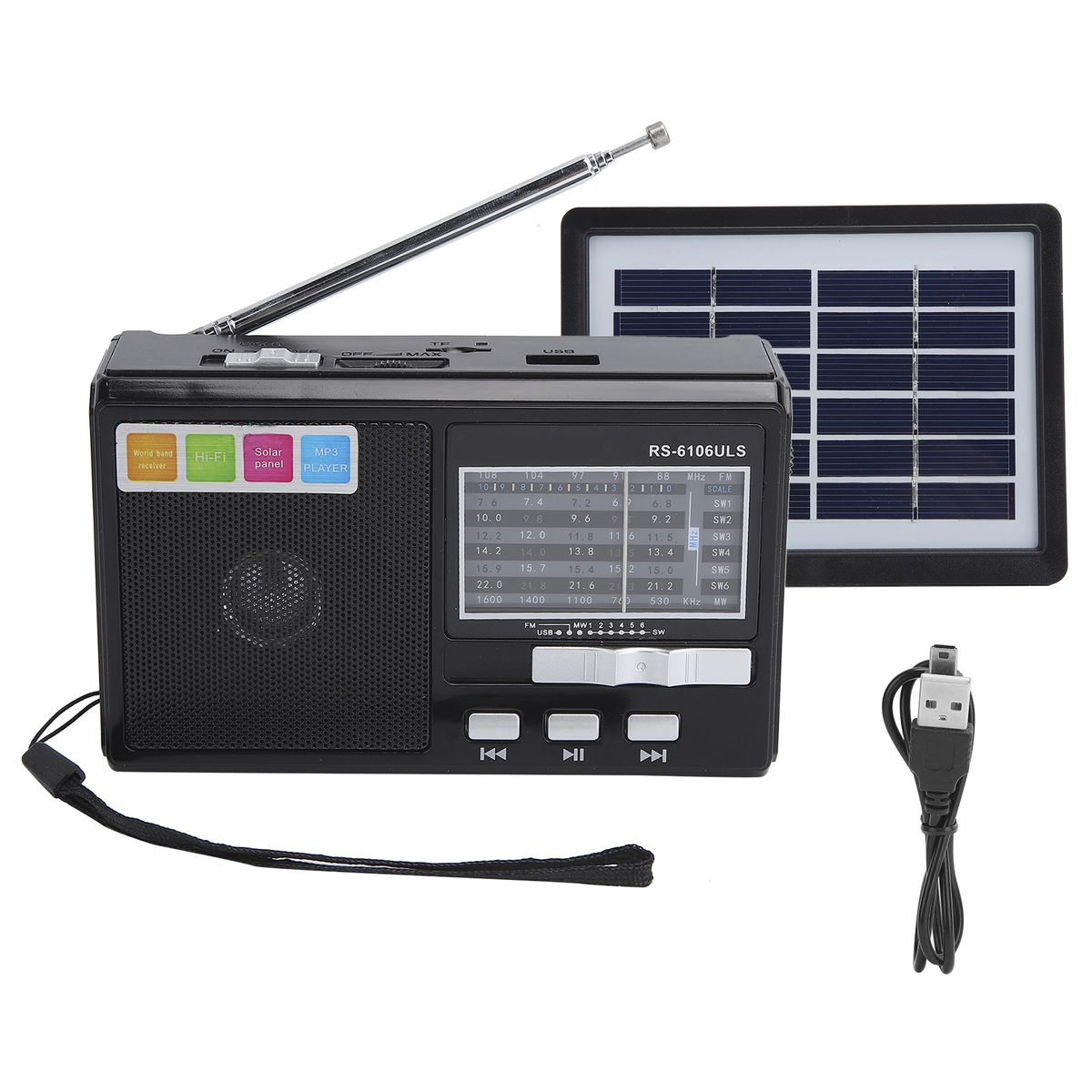 Solar Charging Radio with Emergency LED Flashlight Support for U Disk ...