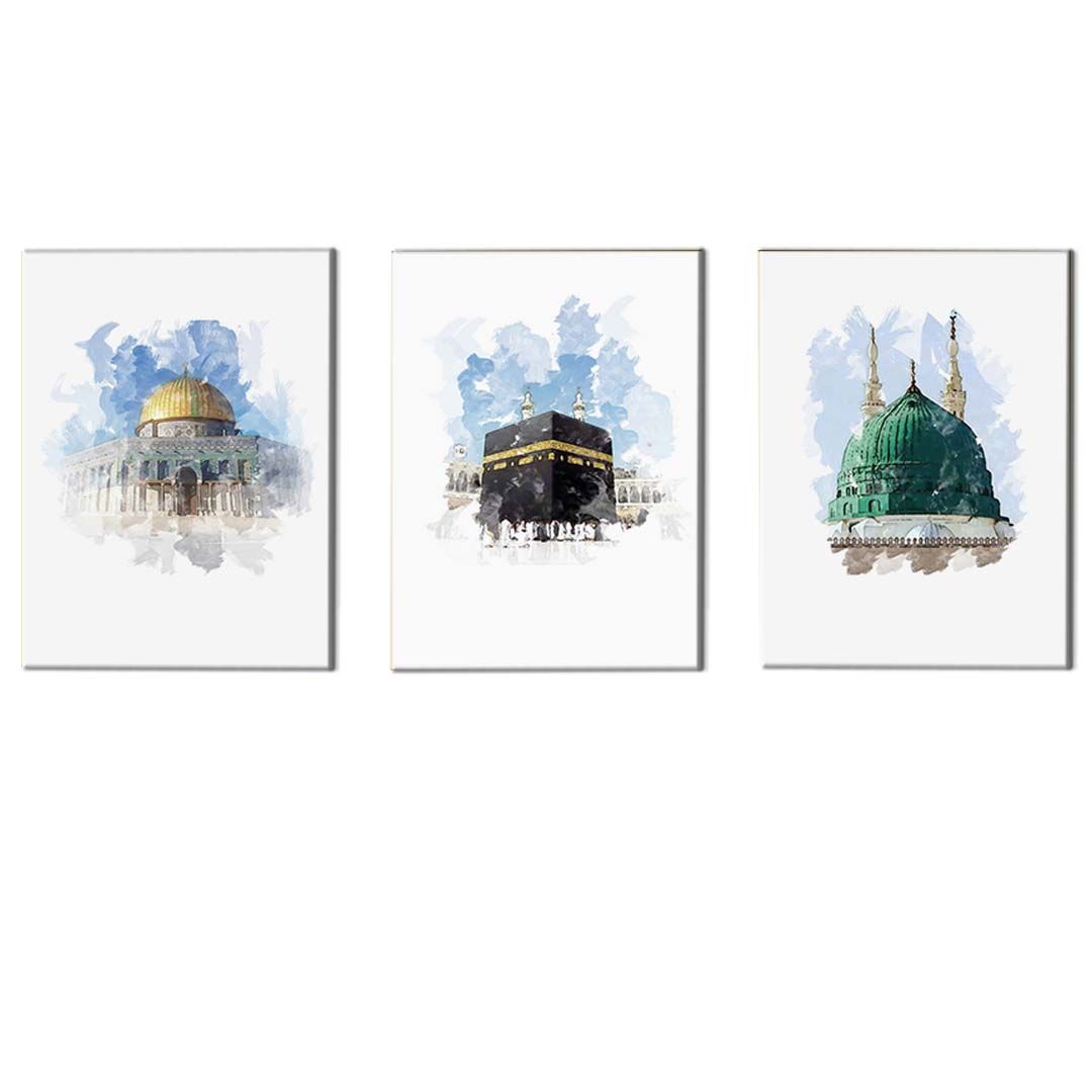 Canvas-Art-3 Islamic Holy Mosque Caligraphy Religious Wall Art | Shop ...