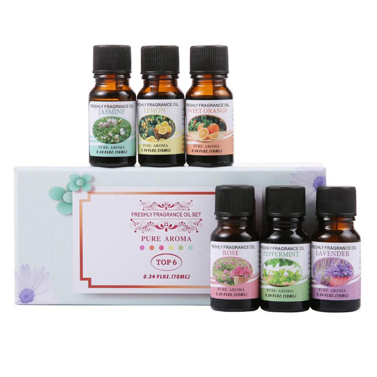 6 Bottles Set 10ml Essential Oil Pure Aroma Fragrance Oil Air