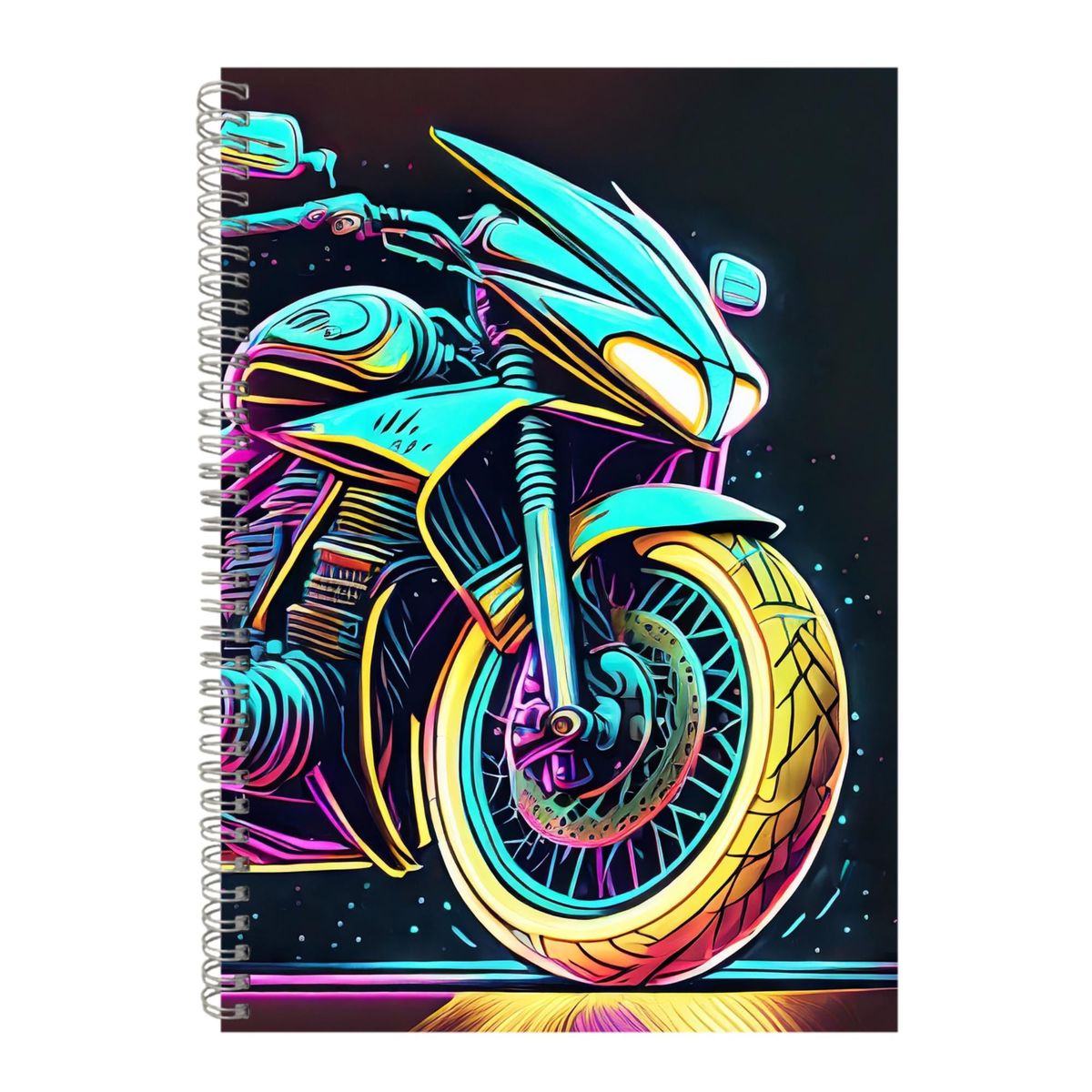 Neon Colorful A4 Notebook for Work Trendy Colorful Bikes Graphic ...