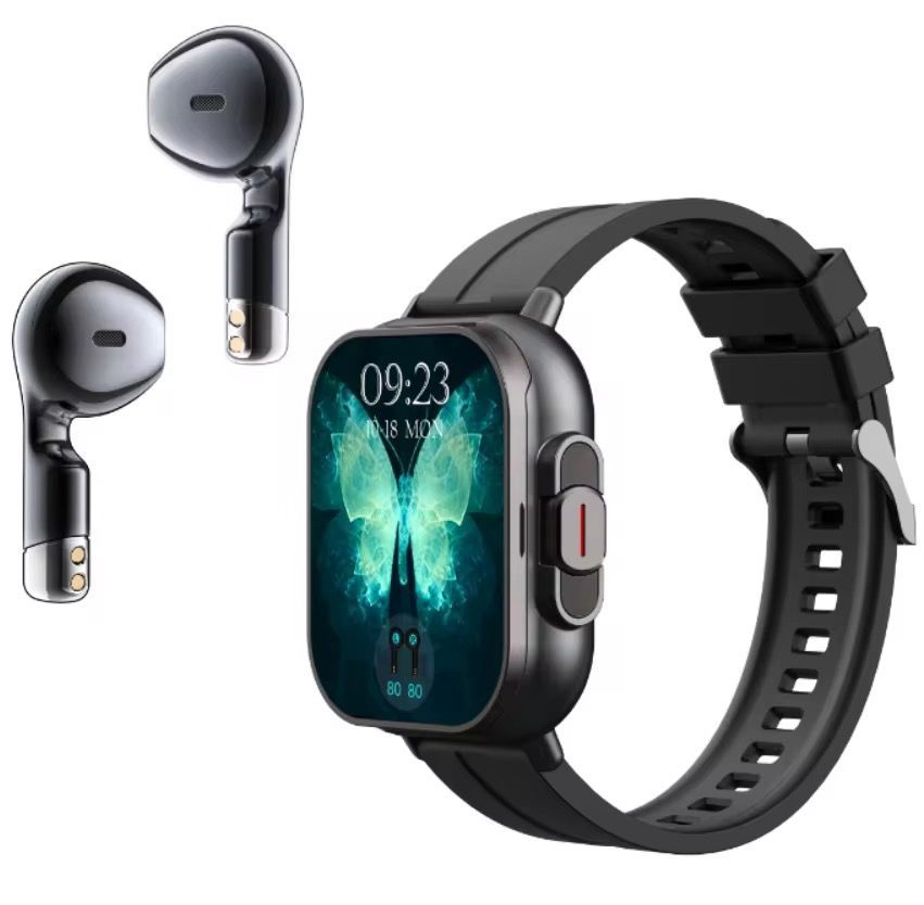 2-in-1 Smart Watch With TWS Earphones- Silicone Band-Health Monitoring ...