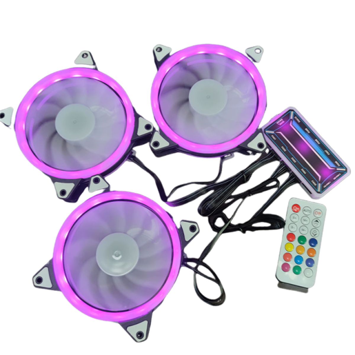 3Pc RGB Computer LED Case Fan with Controller for CPU Cooling | Shop ...
