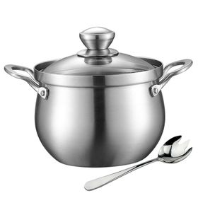 Classic Stainless Steel Casserole Dish with Glass Lid with Meat Fork ...