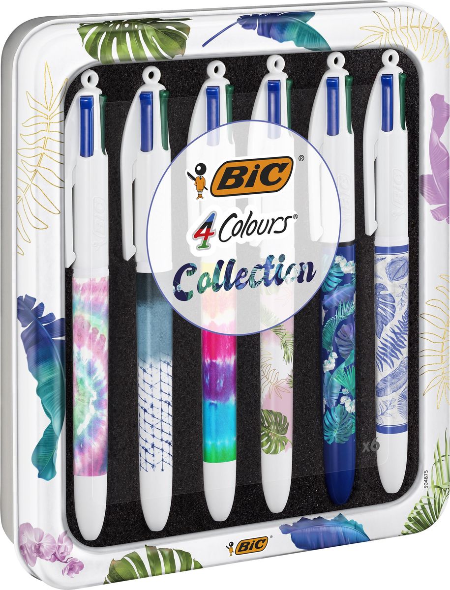 BIC 4 Colours Tie Dye Botanicals Collectors Tin Medium Point (1.0mm ...