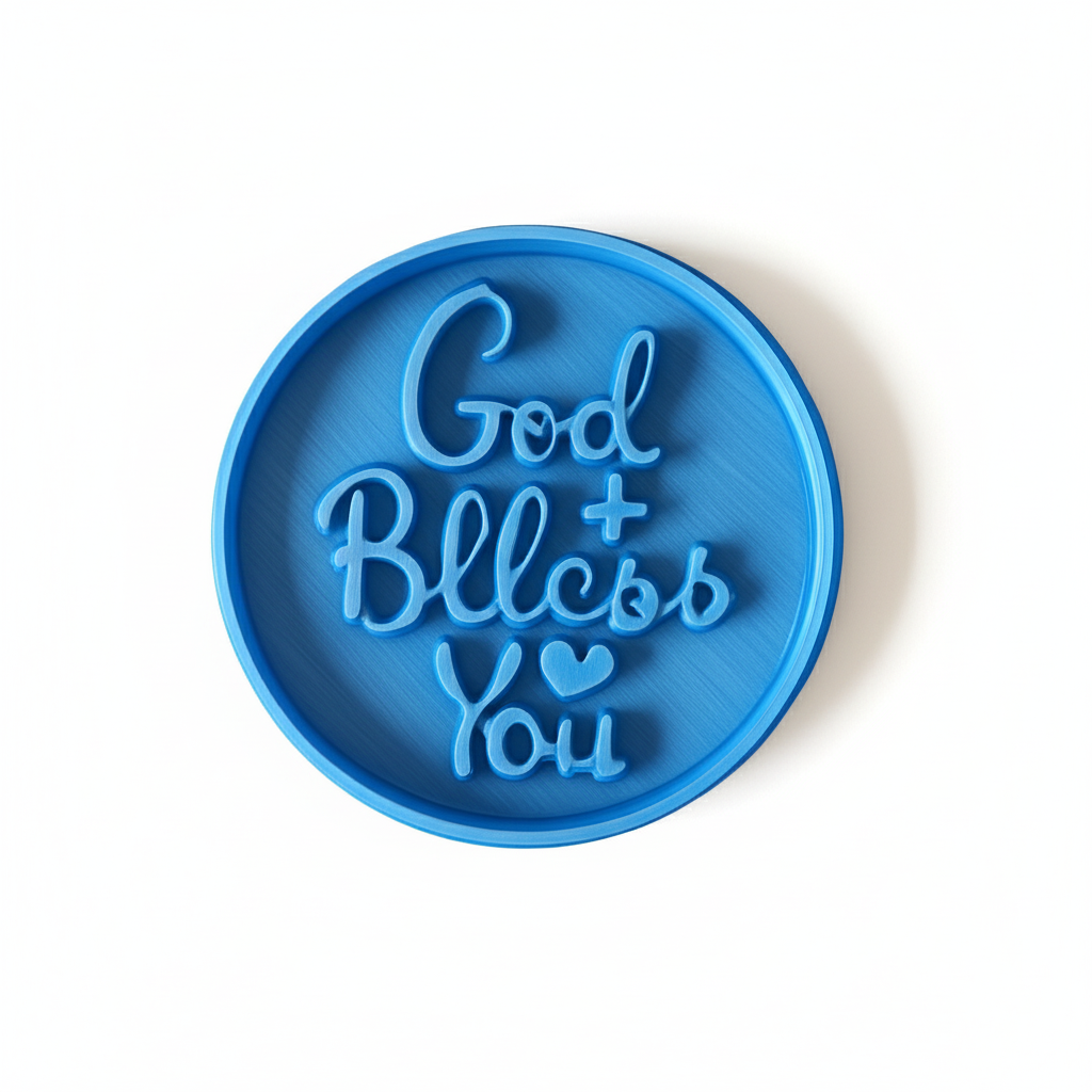 God Bless You Fondant Stamp with Circle Cutter - 6cm 3D Printed Baking ...