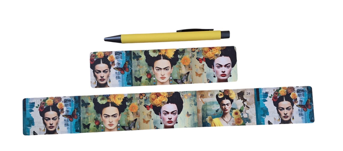15cm, 30cm MDF Rulers with Pen Combo - Butterflies, Flowers & Frida ...