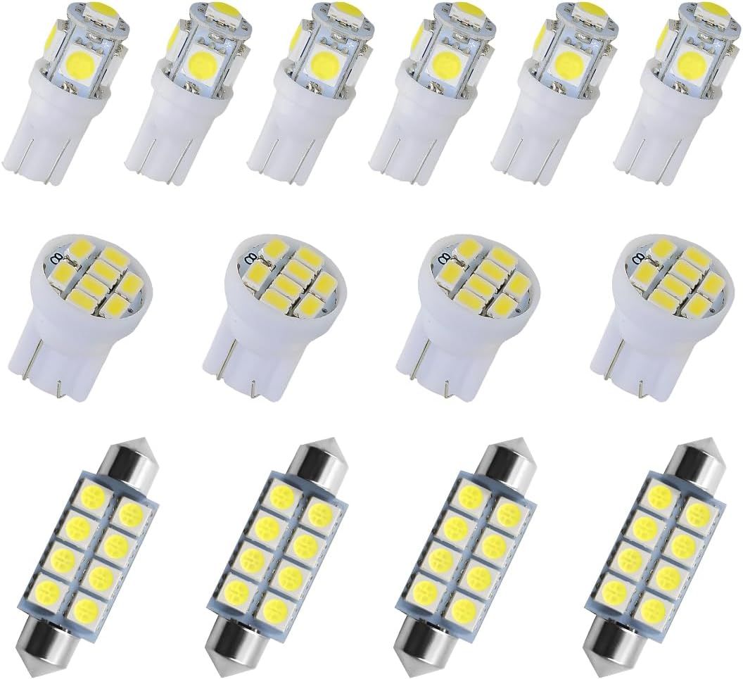 14PCS T10 Dome Light LED Car Bulb Kit Set Interior Replacement Bulbs ...