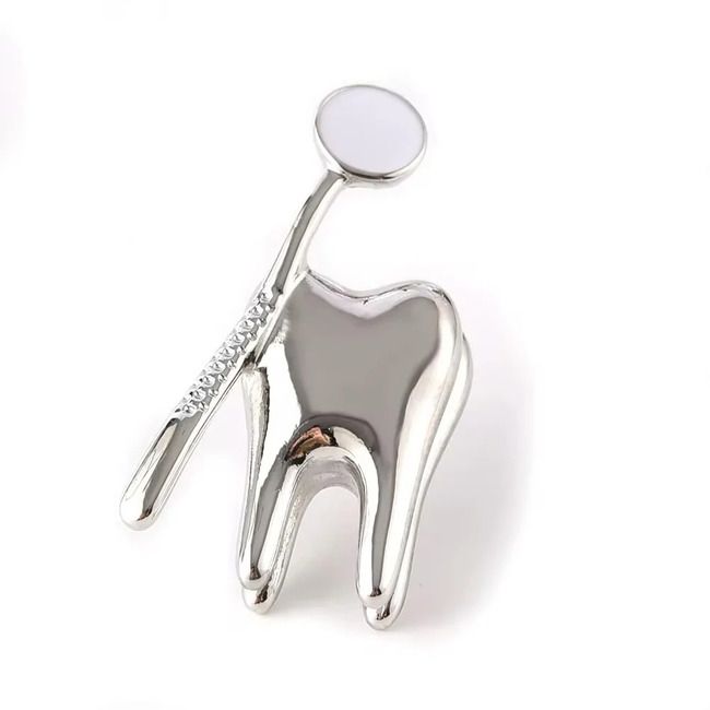 Silver Tooth & Dental Mirror Brooch Pin | Shop Today. Get it Tomorrow ...