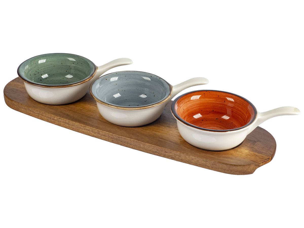 Tapas Board with Set of 3 assorted Colour Ladle Bowls | Shop Today. Get ...