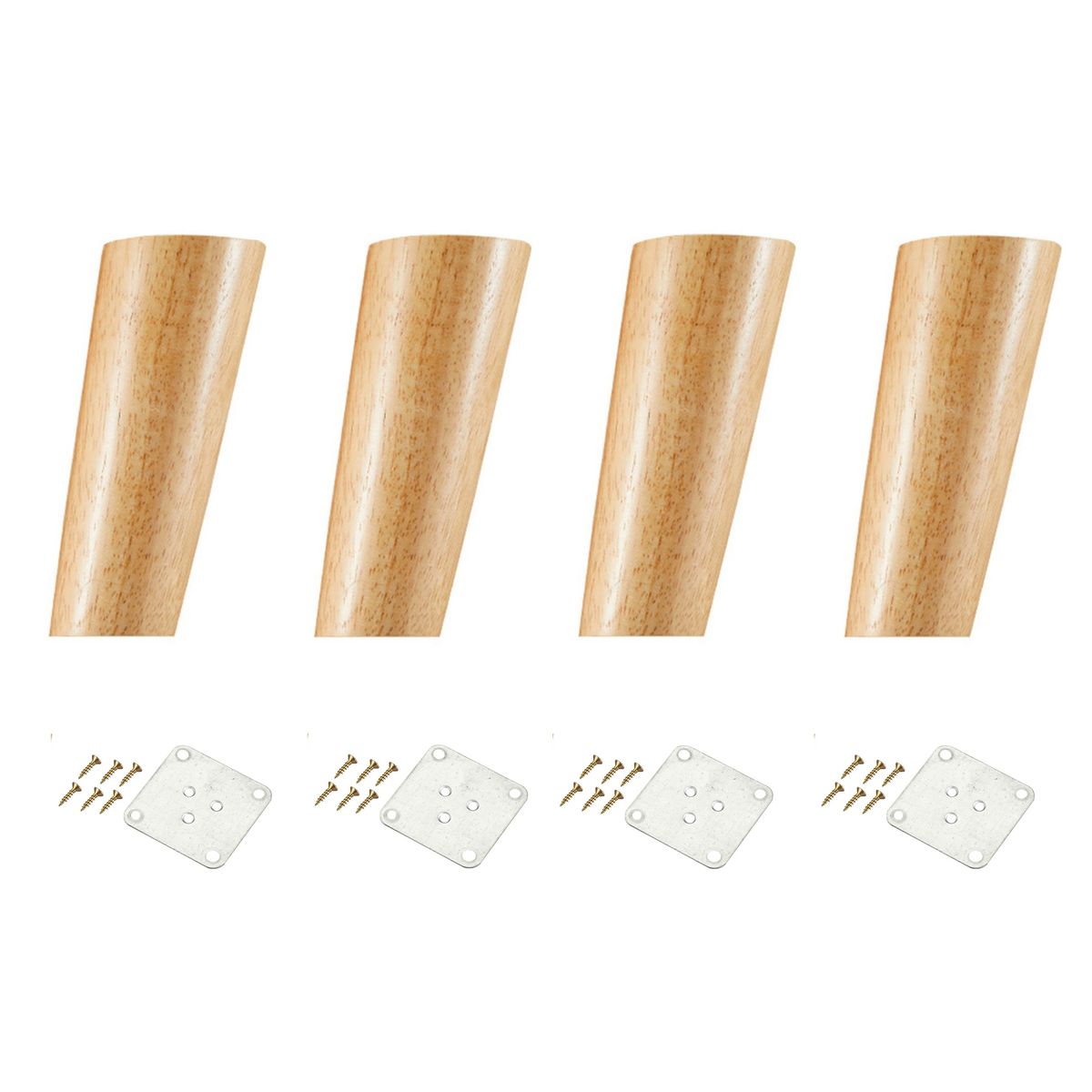Slanted Round Solid Wood Furniture Legs Replacement Chair Accessory - 4 ...