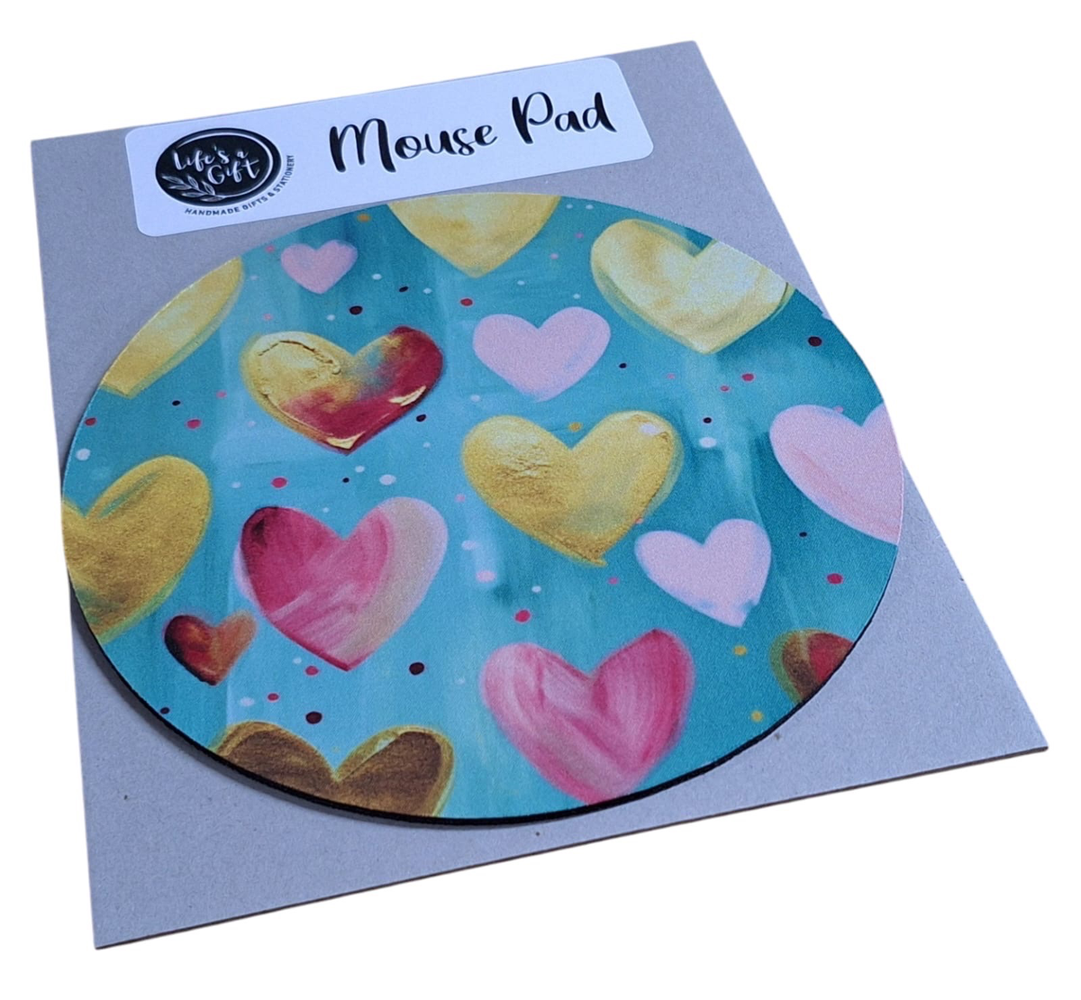 20cm Round Mouse Pad- Shades of Pink & Yellow Hearts | Shop Today. Get ...