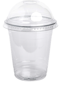 Disposable Plastic Clear Cups with Arch Dome Lid with Hole - 50 Pack ...